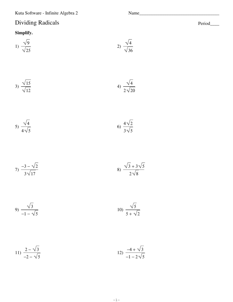 Dividing Radicals