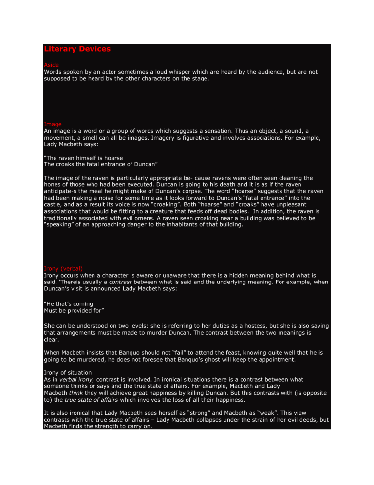 Literary Devices Macbeth Literary Devices Macbeth