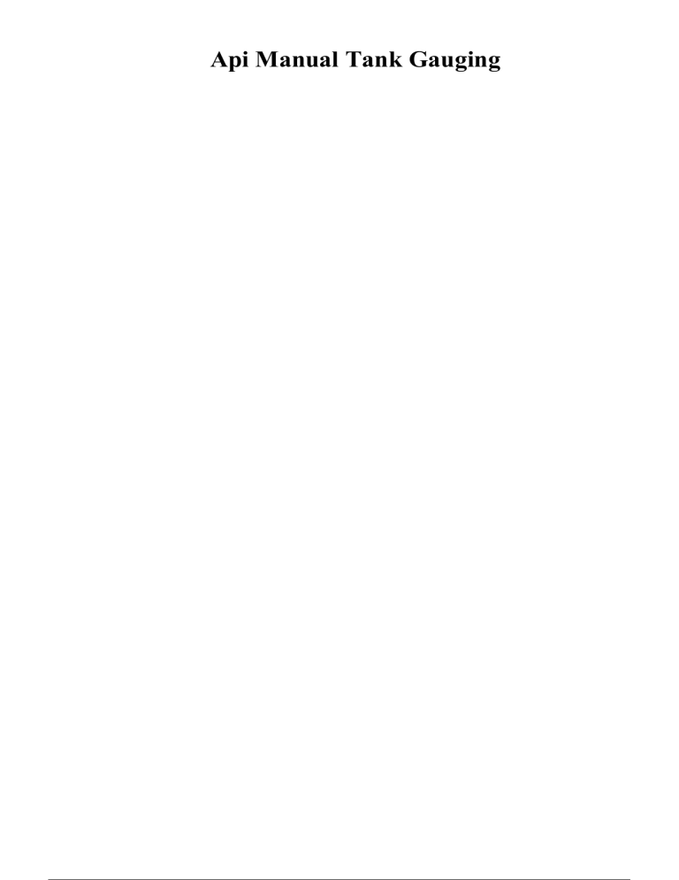 API Manual Tank Gauging: Standards & Equipment Guide