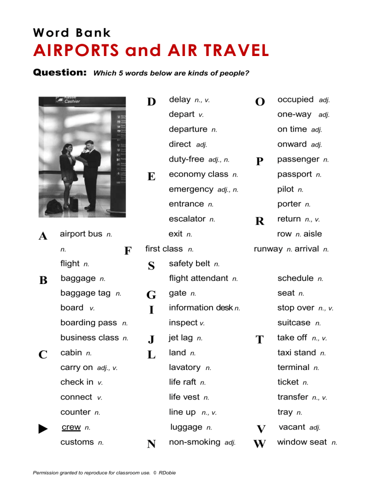 Airport & Air Travel Vocabulary List | English Learning