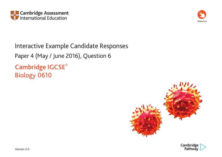 IGCSE Biology: Example Candidate Responses, Paper 4