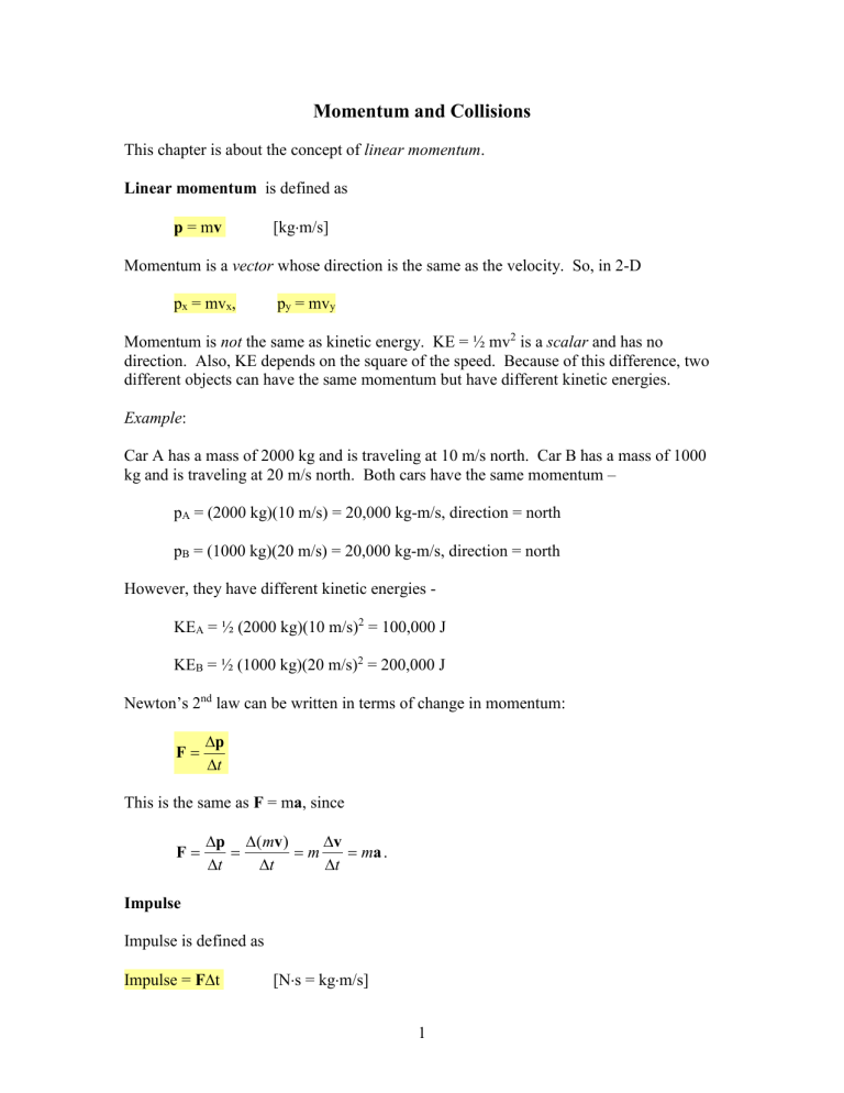 Momentum and Collisions: Physics Chapter