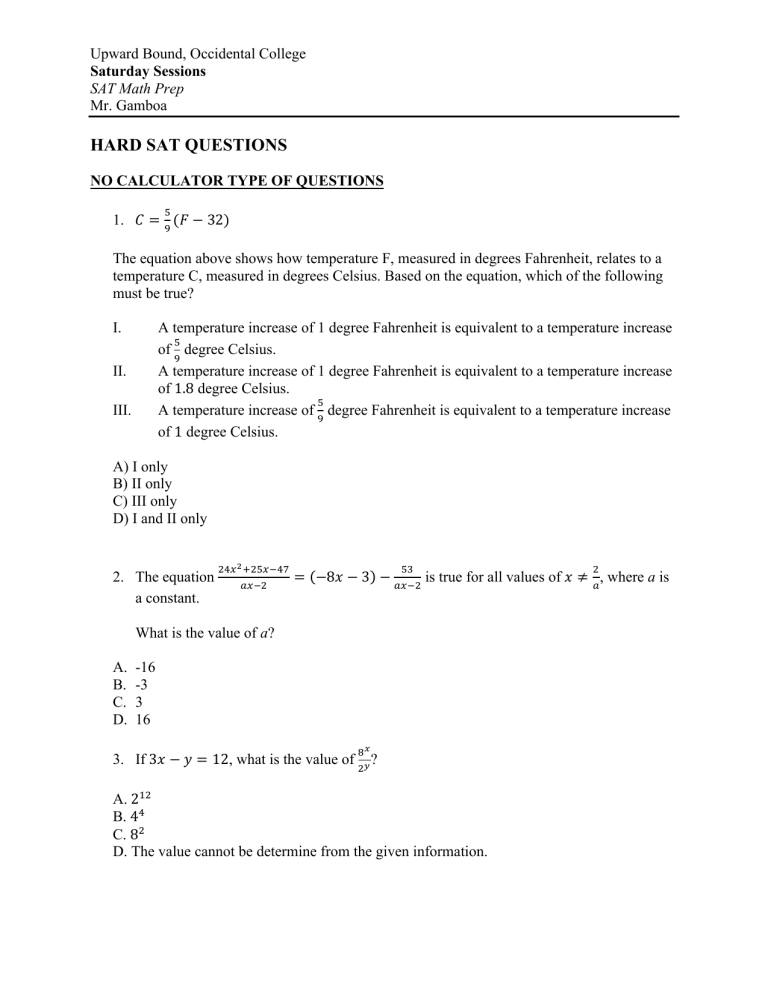 HARD SAT QUESTIONS