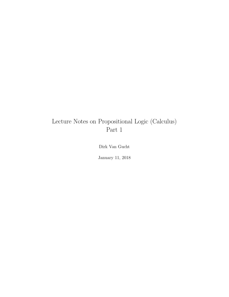Lecture Notes Prepositional Logic