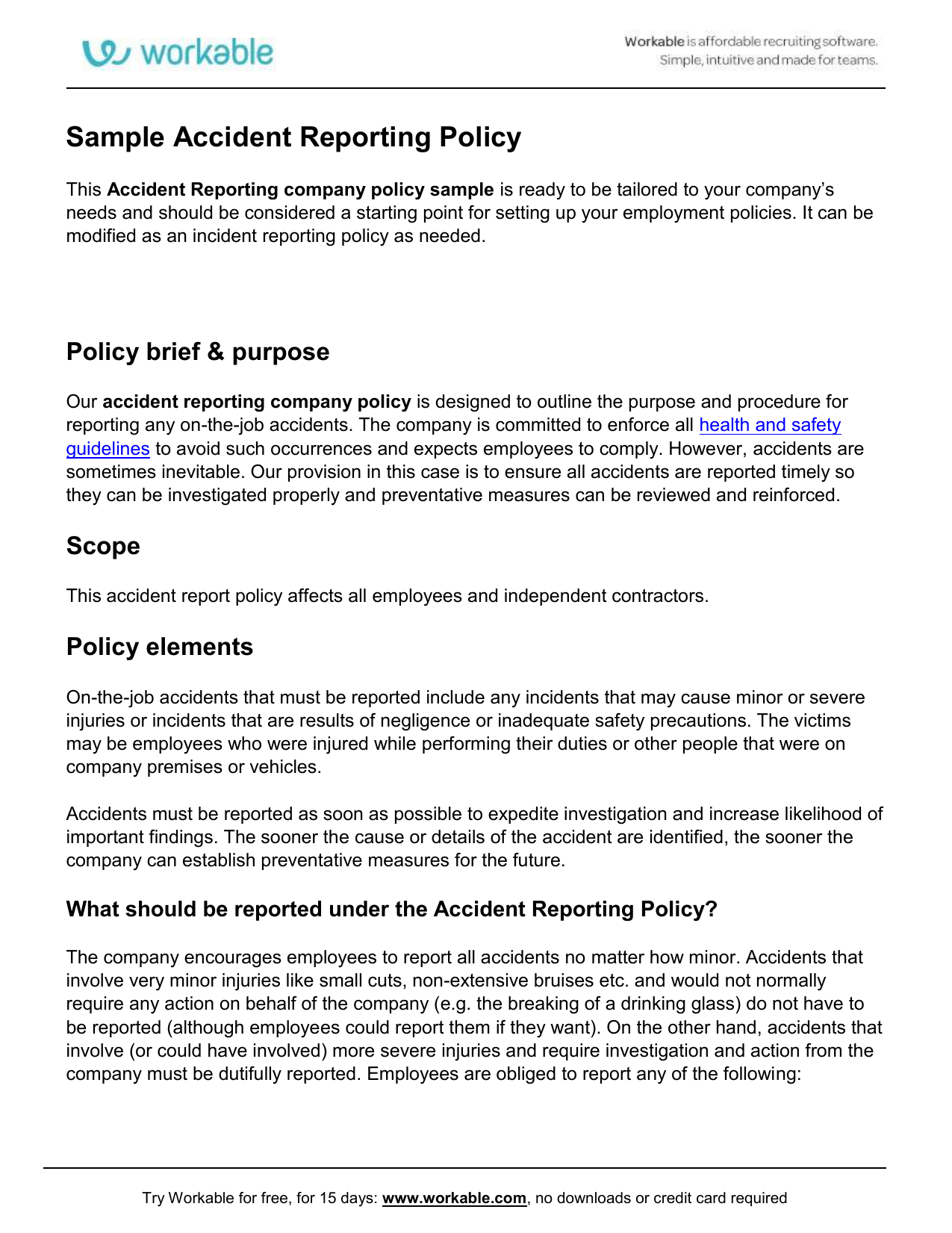 Accident reporting policy