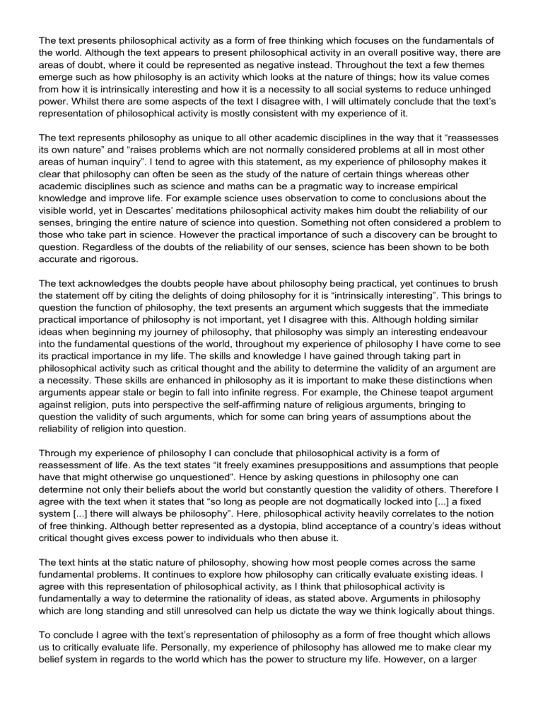IBHLPhilosophy Paper 3 Example