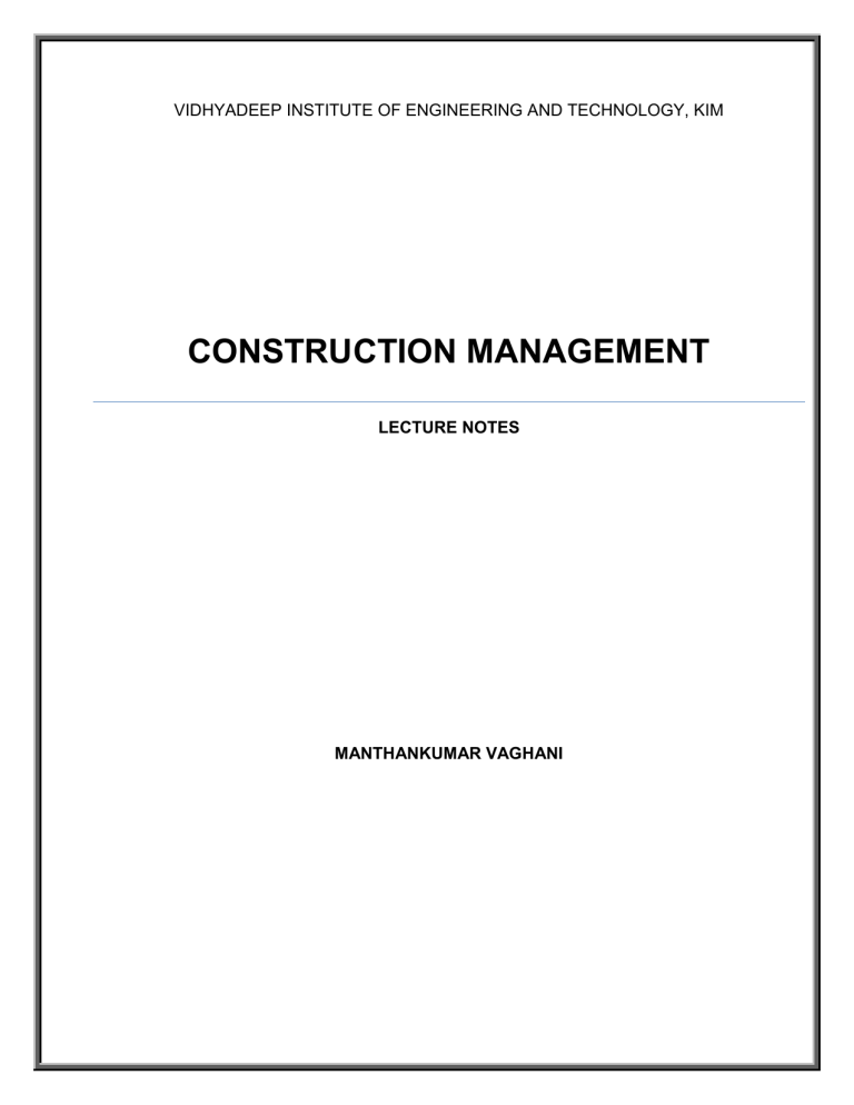 CONSTRUCTION MANAGEMENT