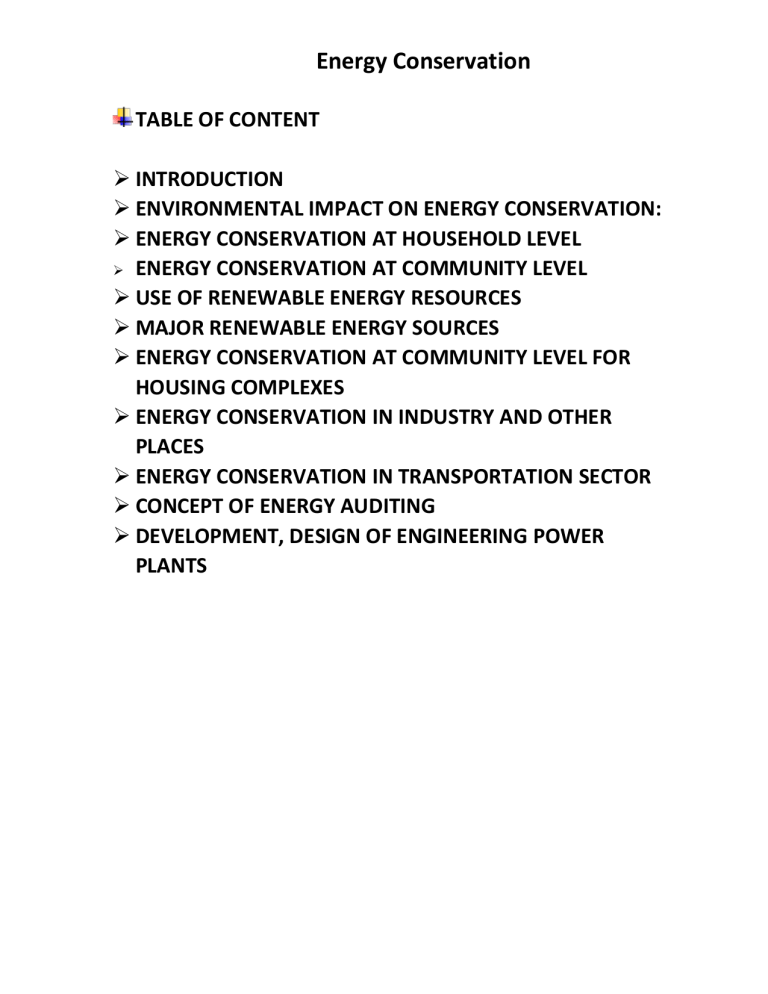 Energy Conservation: Methods & Resources