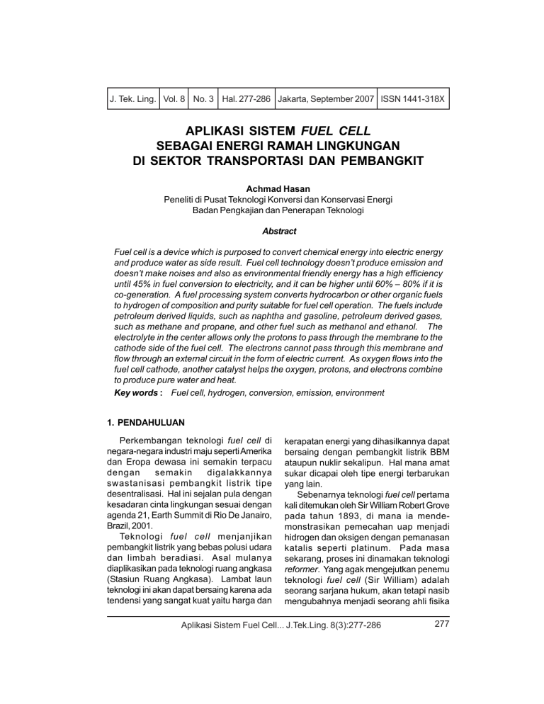 Fuel Cell System Application on Power Generation