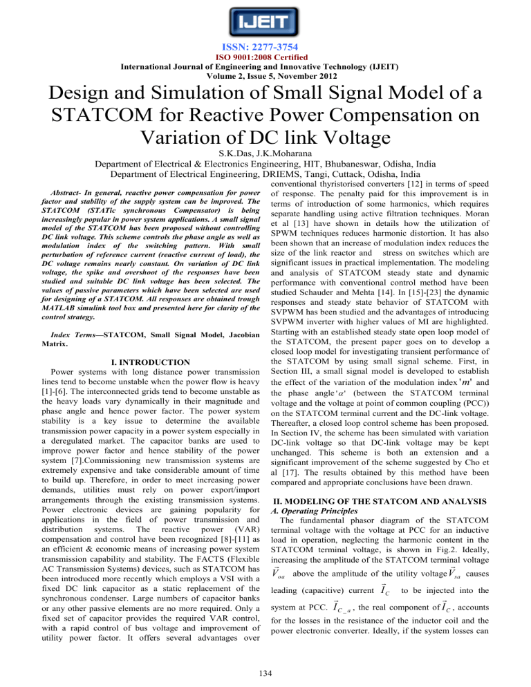 STATCOM Small Signal Model for Reactive Power Compensation