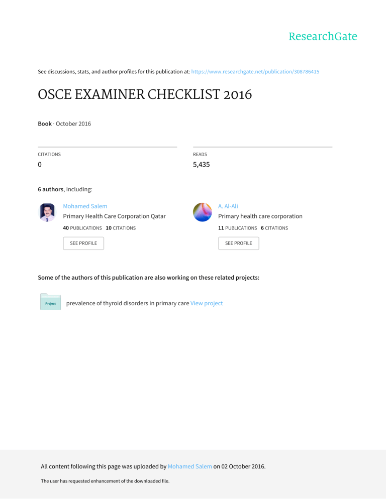 OSCE Examiner Checklist