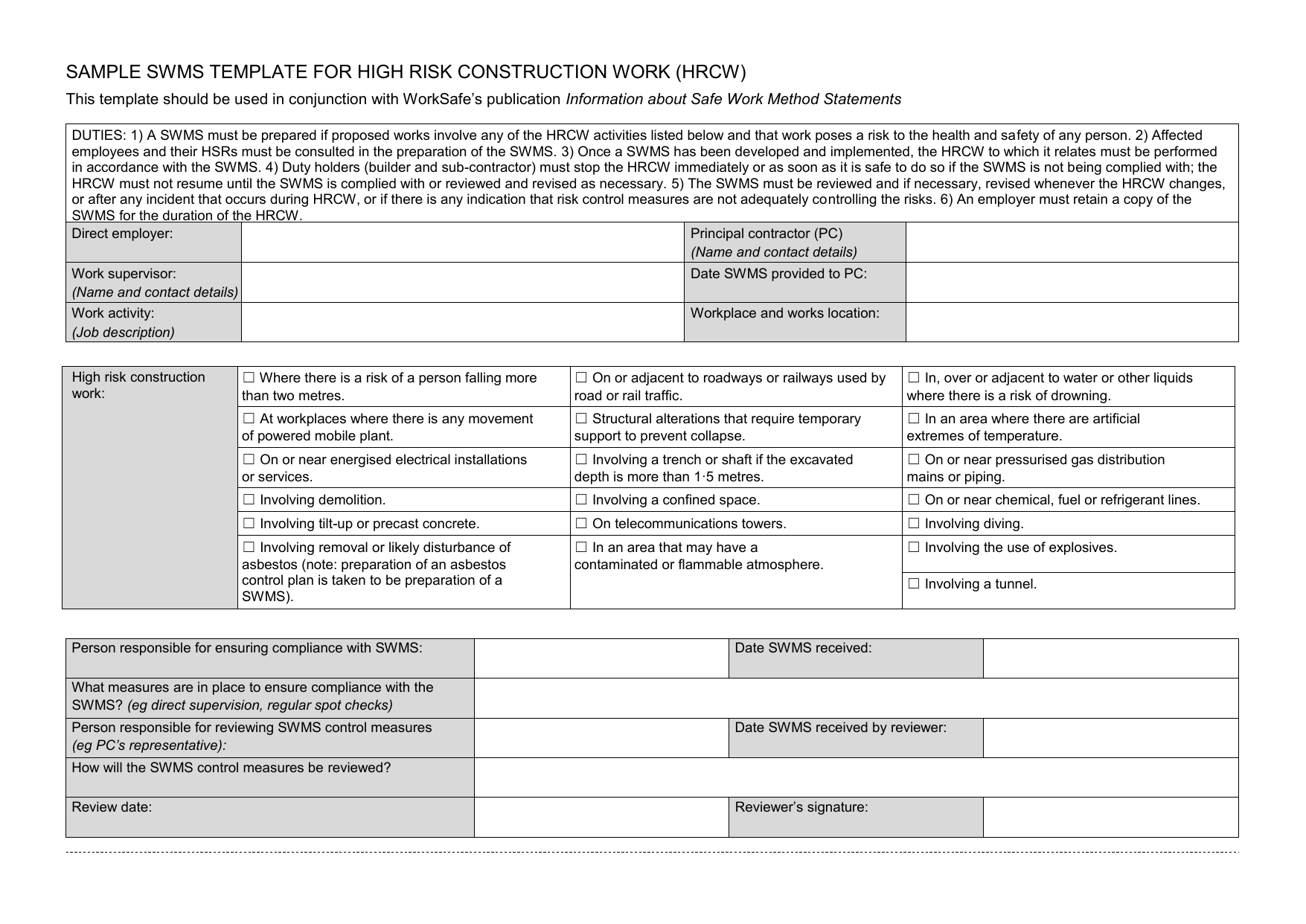 Free Swms Template