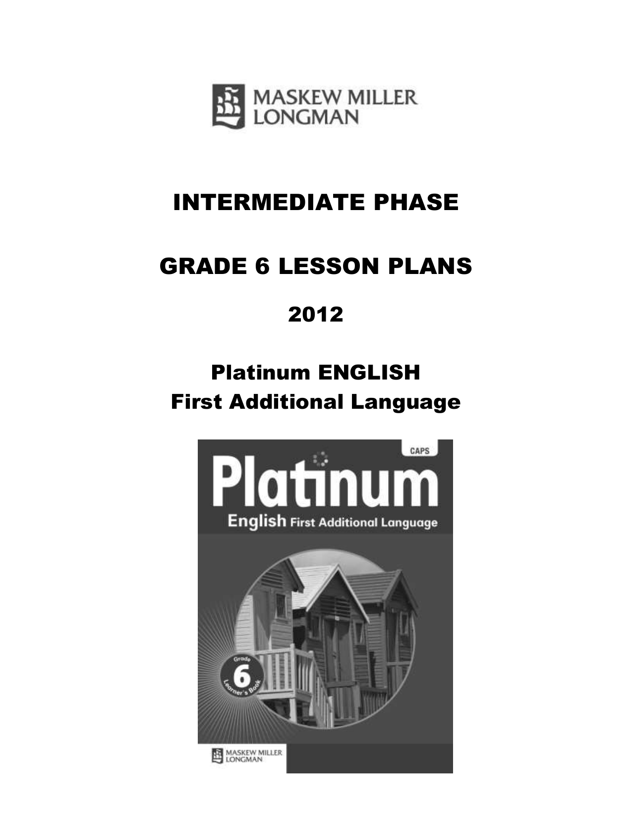 Platinum english fal grade 6 lesson plans