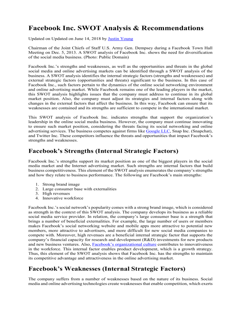 Facebook SWOT Analysis: Strengths, Weaknesses, Opportunities, Threats