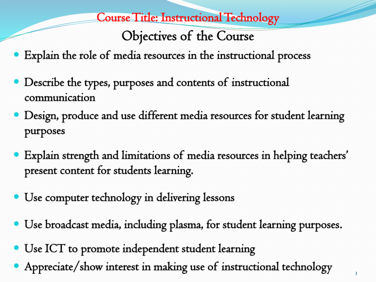 Instructional Technology: Media & Learning