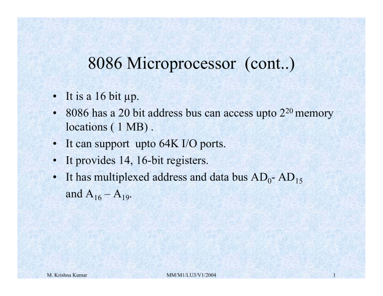 8086 Microprocessor Architecture & Modes