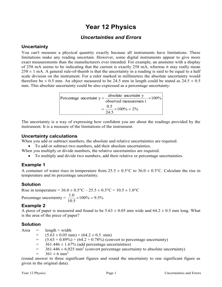 Uncertainties 1 