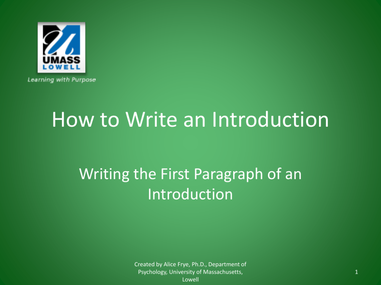How To Write An Introduction The First Paragraph Tcm18 117650