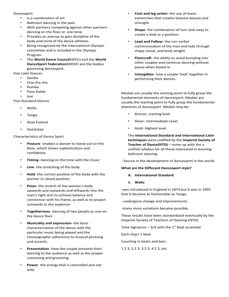Dancesport Overview: Styles, Characteristics, and Terminology