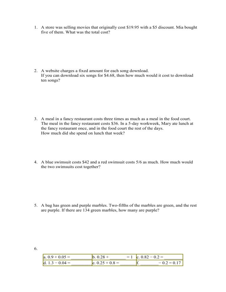 Grade 5 Maths Test
