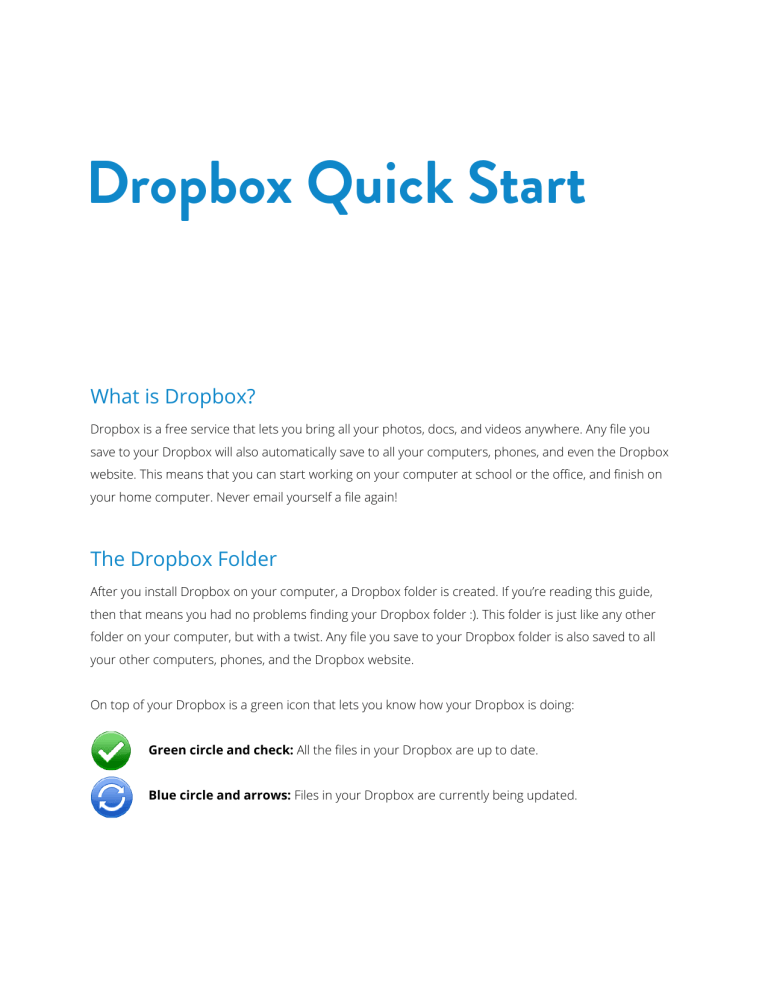 Dropbox Quick Start Guide: File Storage & Sync