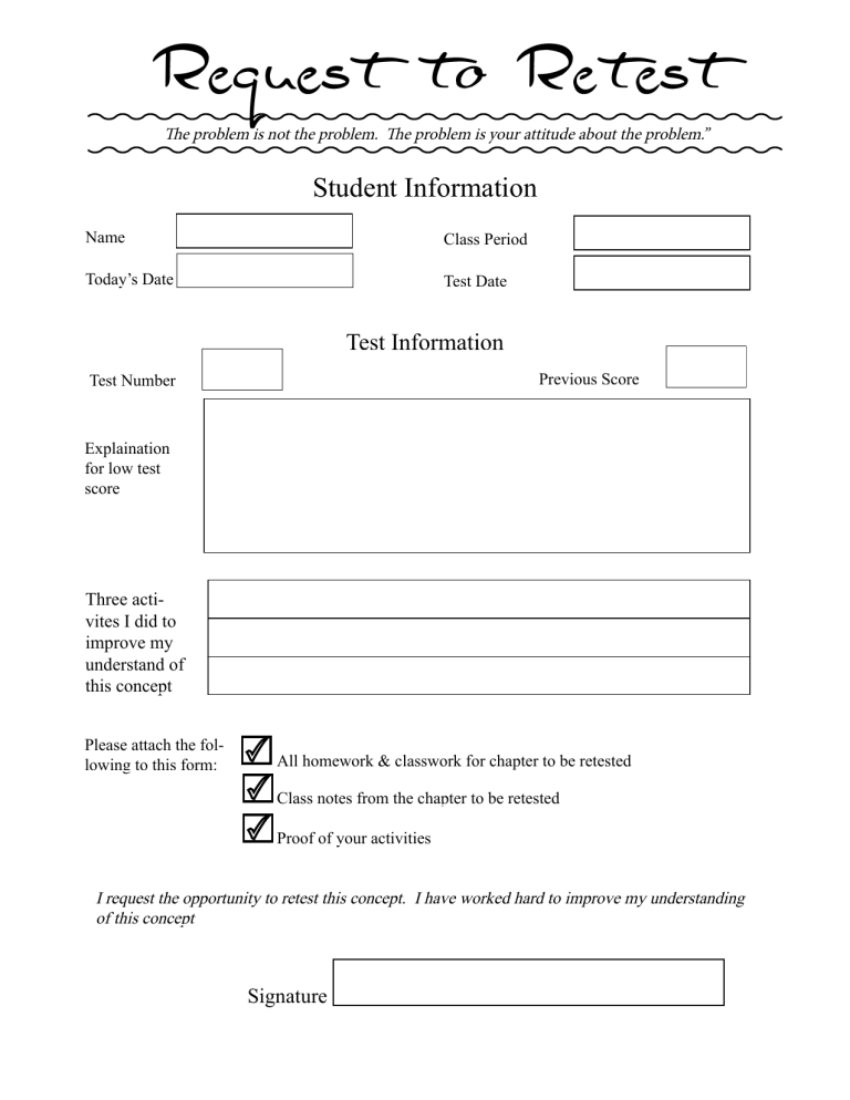Re Retake test