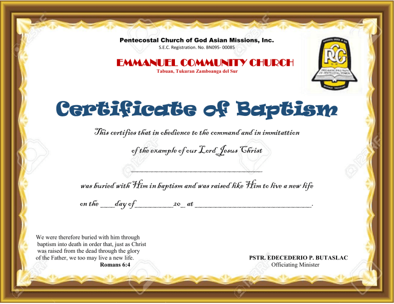 Baptismal Certificate