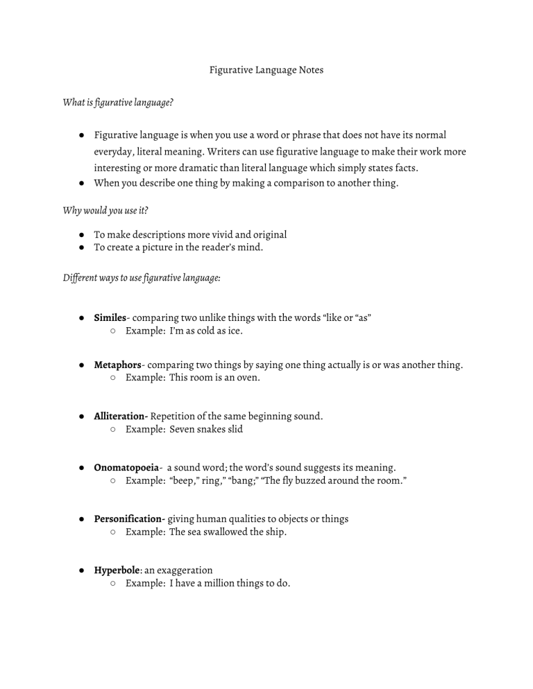 Figurative Language NOTES