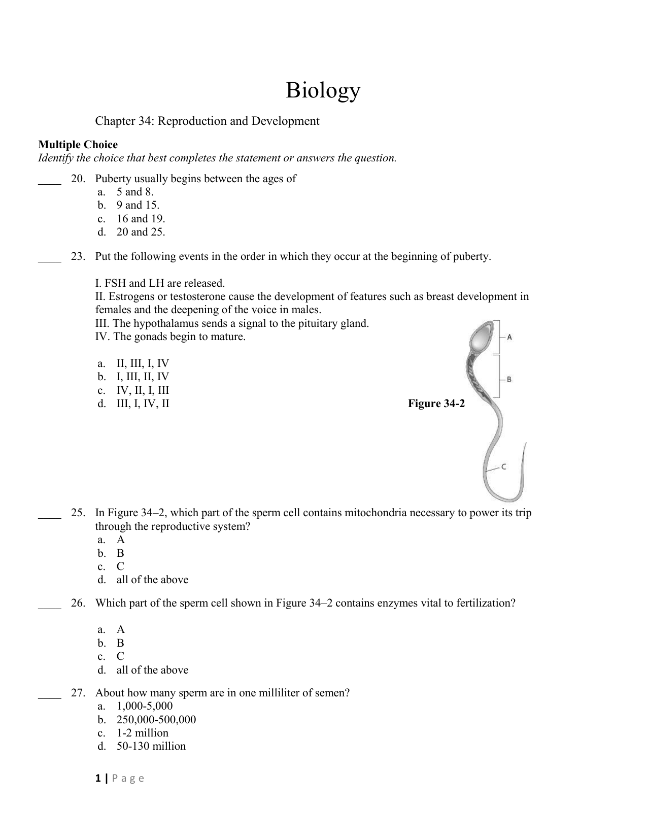 Biology Chapter 34 Test Answer Key Biology Chapter 34 Test Answer Key