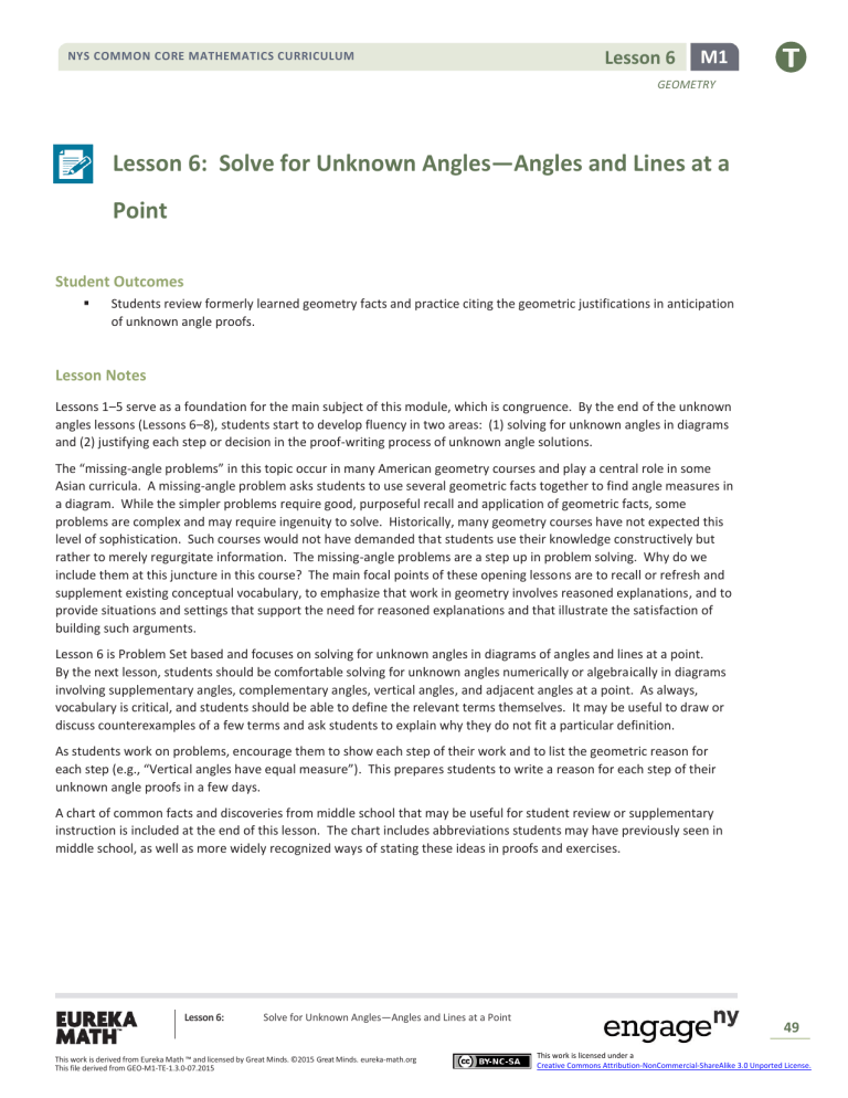 Geometry Lesson: Solving for Unknown Angles