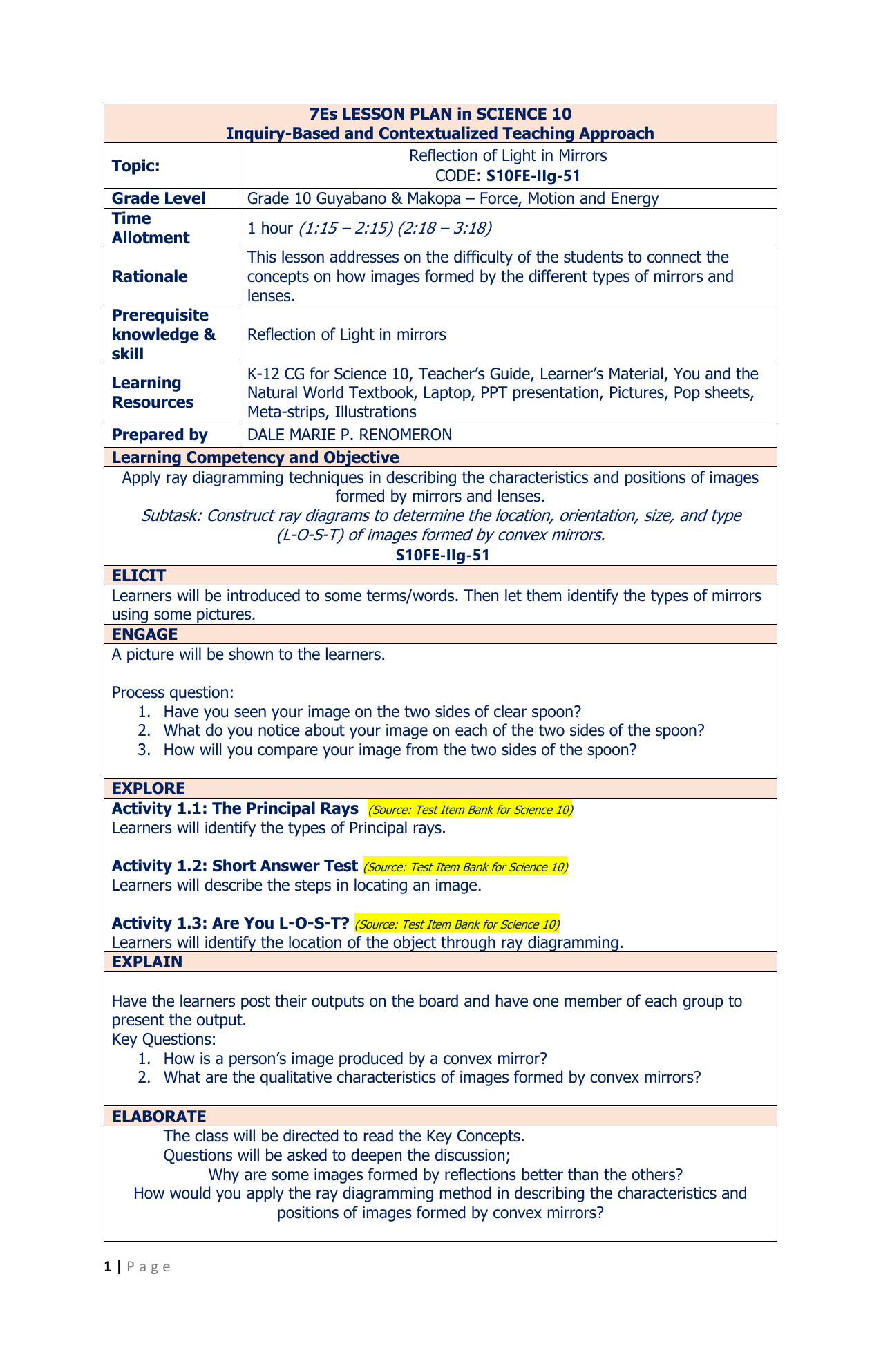 Lesson Plan In Ray Diagramming Techniques IIg 51 CONVEX