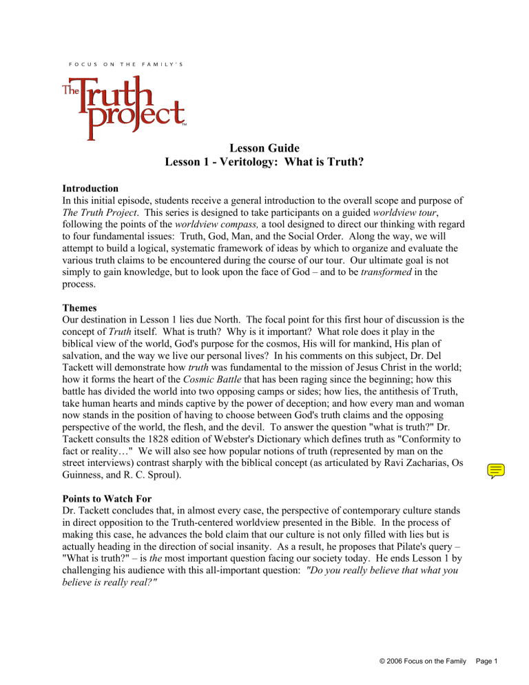 Veritology: What is Truth? Lesson Guide