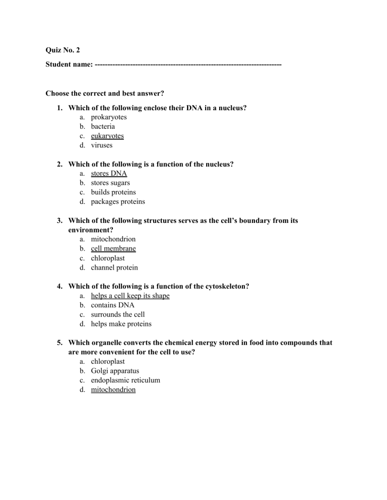 Answers Of Quiz No 2
