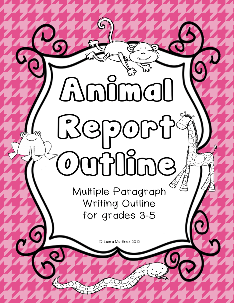 Animal Report Outline Worksheet Grades 3-5