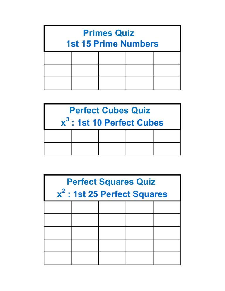 Primes, Cubes, Squares Quiz: Math Practice
