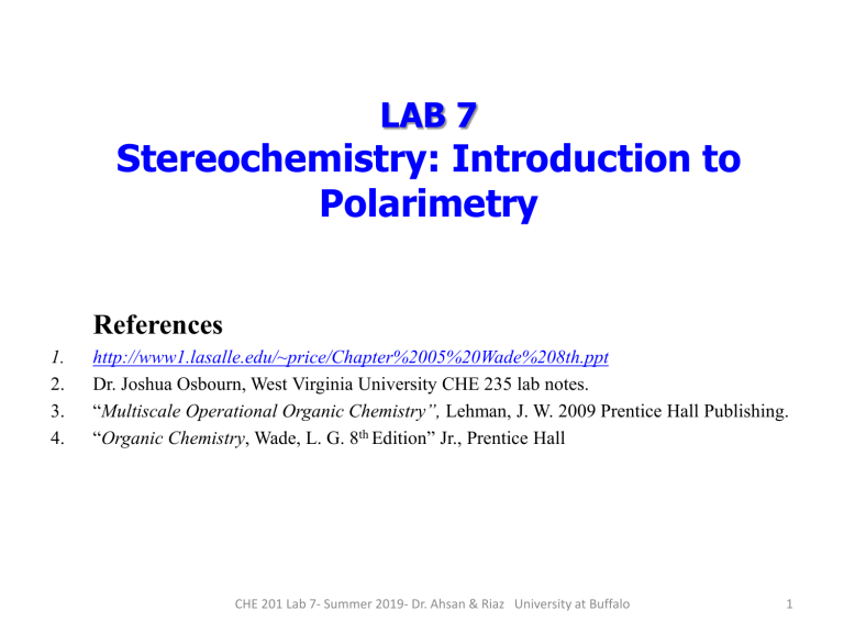 Stereochemistry & Polarimetry Lab Manual