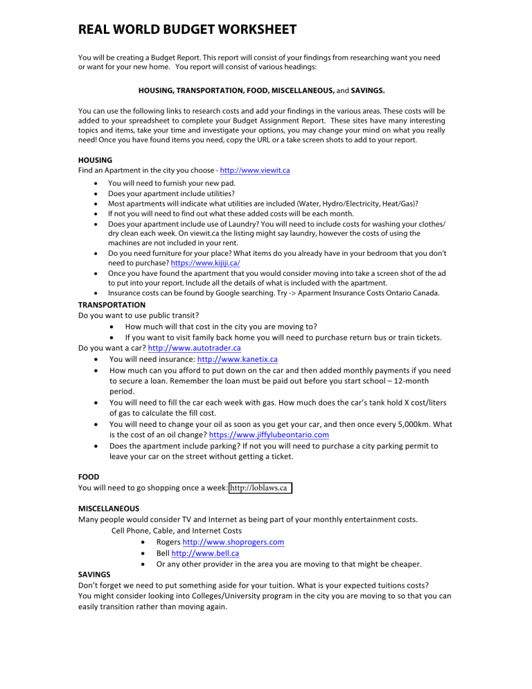 Budget Assignment