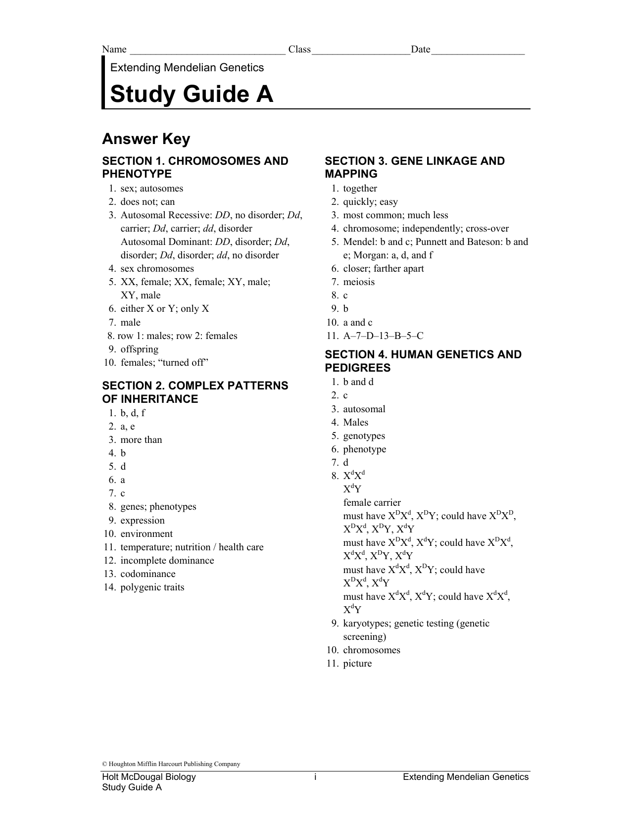Chapter 7 Extending Mendelian Genetics Study Guide Answer Key Study Chapter 7 Extending Mendelian Genetics Study Guide Answer Key Study