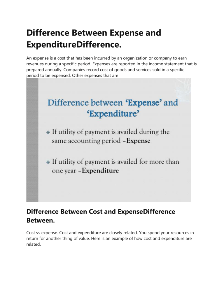 Expense Vs Expenditure Accounting Term Differences