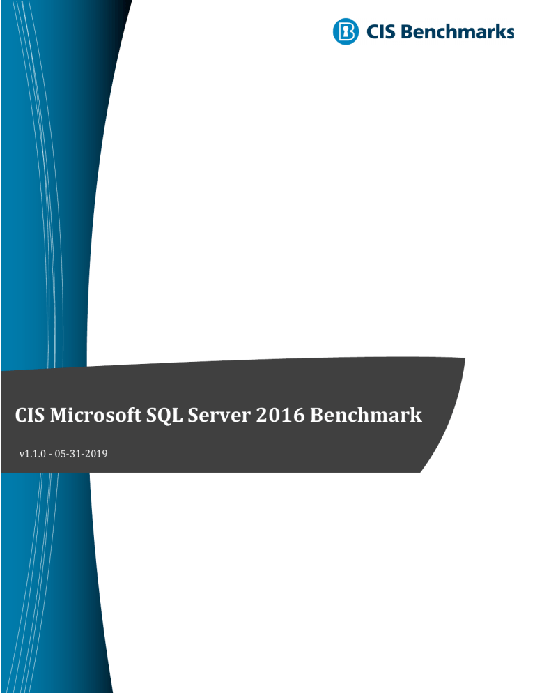 CIS SQL Server 2016 Security Benchmark