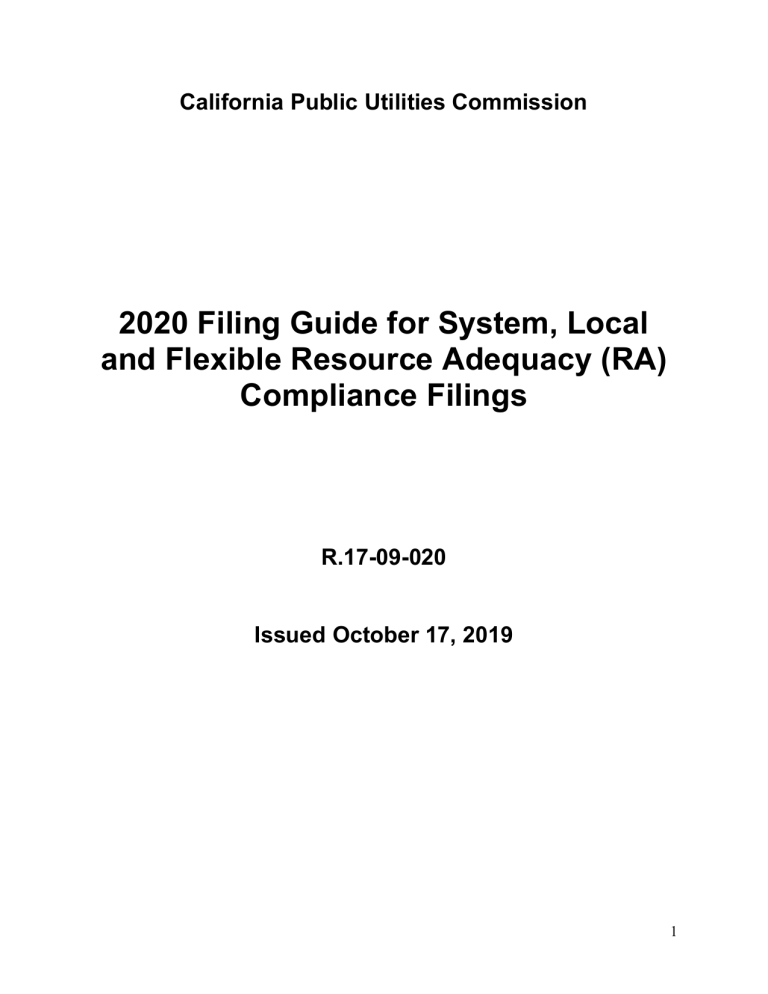 2020 RA Compliance Filing Guide
