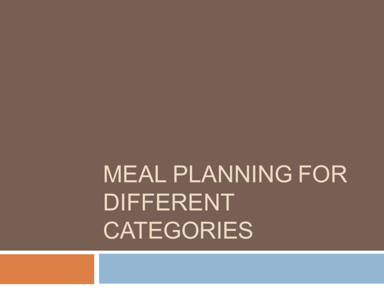Menu Planning Menu Planning