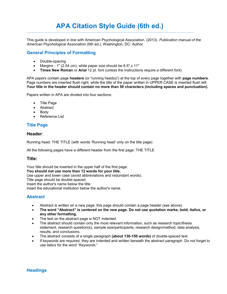 APA Citation Style Guide 6th Ed 1 