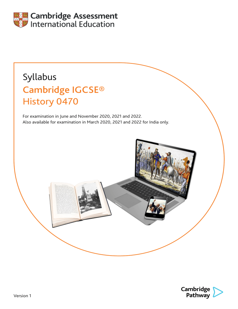Cambridge IGCSE History 0470 Syllabus 2020-2022