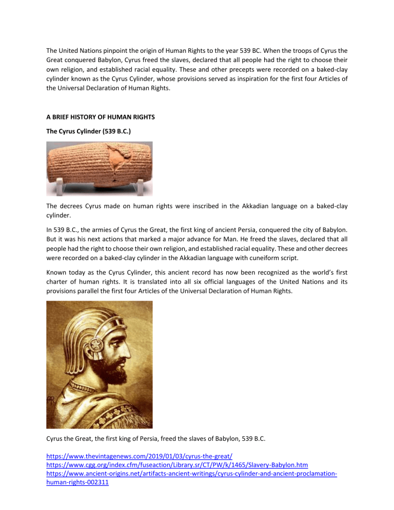Cyrus Cylinder & Human Rights History: Origins & Spread