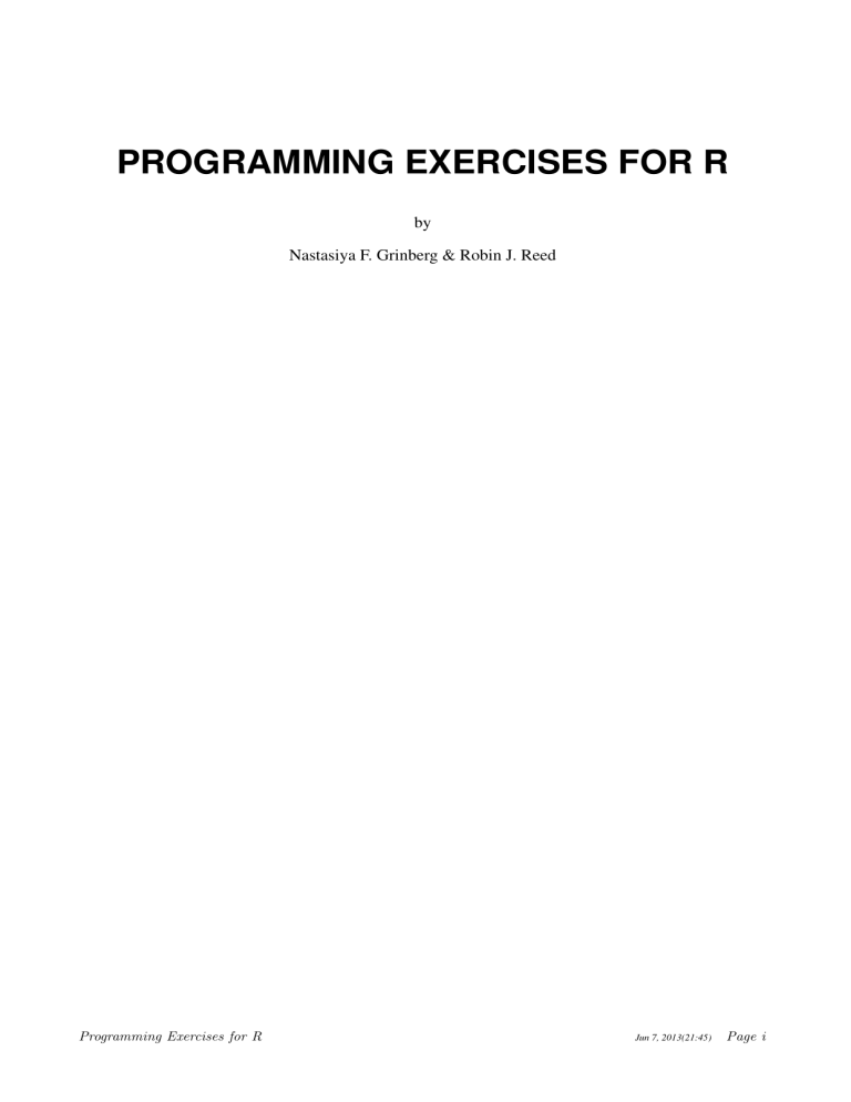 Programming Exercises For R