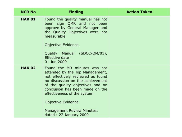 NCR Example