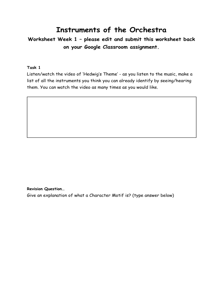 Orchestra Instruments Worksheet: String Family & More