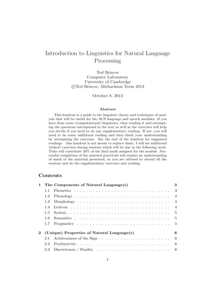Linguistic Analysis