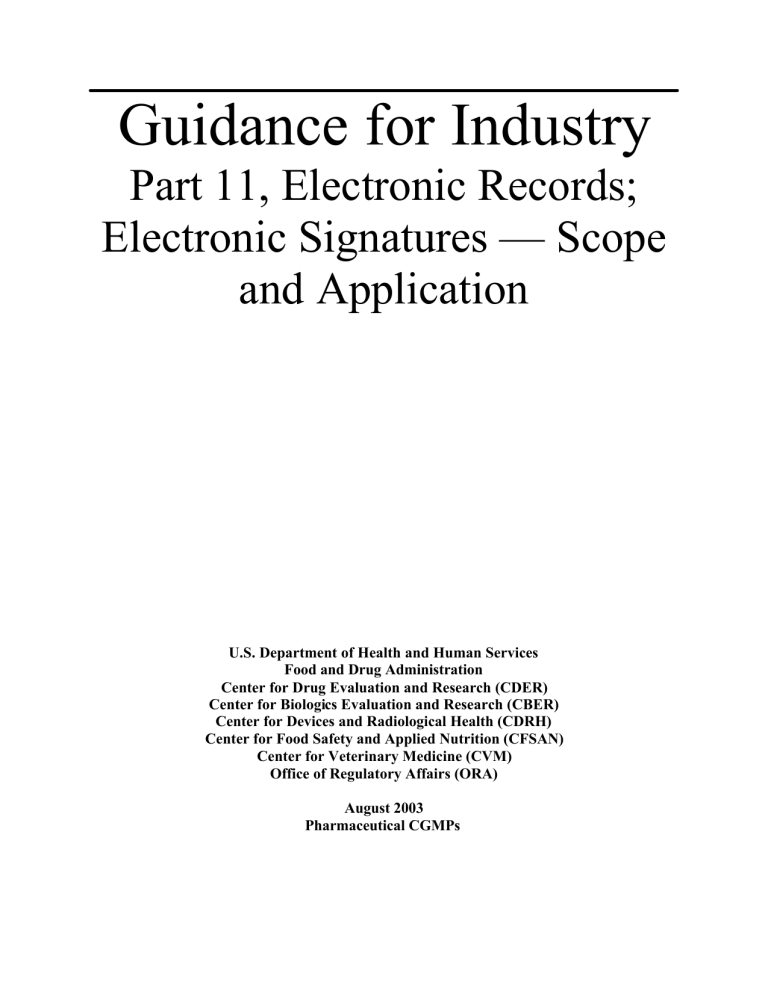FDA Part 11 Guidance: Electronic Records & Signatures
